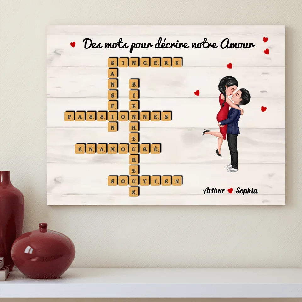 Mots croisés Toile personnalisé, Saint-Valentin Cadeaux pour couple, É ...
